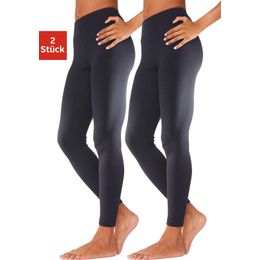 Vivance ACTIVE Damen Leggings, Gr. 32, schwarz, Single Jersey, Obermaterial: 95% Baumwolle, 5% Elasthan, unifarben, Basic, Hosen, mit Gummibund,