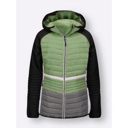 Casual Looks Damen Steppjacke, schwarz, Gr. 42, gemustert, mehrfarbig, 100% Polyester, Jacken