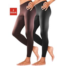 Damen Leggings, VIVANCE ACTIVE BY LASCANA, Gr. 36, braun, Single Jersey, Obermaterial: 95% Baumwolle, 5% Elasthan, unifarben, Basic, Hosen, mit