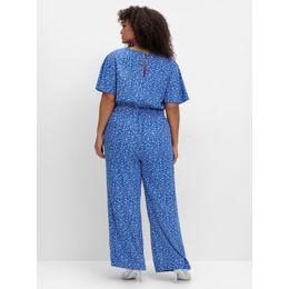 Damen Overall, blau, Gr. 48, sheego by Joe Browns, gebl&uuml;mt, gemustert, 100% Viskose, Overalls