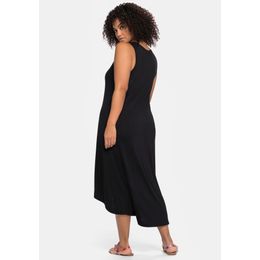 sheego Damen Sommerkleid "Strandkleid", schwarz, Gr. 50, unifarben, Jersey, 95% Viskose, 5% Elasthan, Kleider