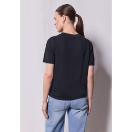 Damen T-Shirt, blau, Gr. 34, STREET ONE STUDIO, unifarben, Stoff, 60% Viskose, 40% Polyester, Shirts, aus elastischem Materialmix