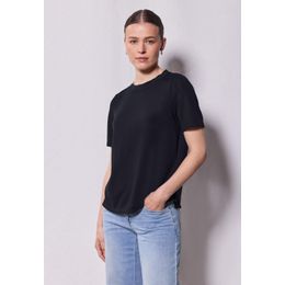 Damen T-Shirt, blau, Gr. 34, STREET ONE STUDIO, unifarben, Stoff, 60% Viskose, 40% Polyester, Shirts, aus elastischem Materialmix