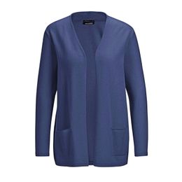GOLDNER Damen Strickjacke "Cardigan in langer offener Form", blau, Gr. 50, Obermaterial: 100% Kaschmir WS., Pullover