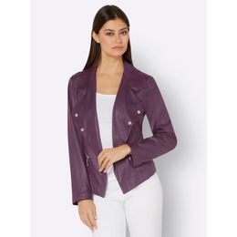 Damen Lederimitat-Blazer "Lederimitat-Blazer", lila, Gr. 40, 97% Polyester, 3% Elasthan, Blazer
