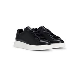 BOSS Herren Sneaker "Sneaker Bulton_Runn_lt_N", Gr. 45, schwarz, Obermaterial: 100% Rindsleder Leather cow. Futter: 100% Polyester PES. 100% Gummi