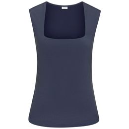 Lascana Damen Tanktop, blau, Gr. 36, unifarben, Jersey, Obermaterial: 95% Polyester, 5% Elasthan, Tops, aus b&uuml;gelfreiem Material, elegantes Basic-Top