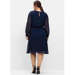 sheego Damen Cocktailkleid "Cocktailkleid", blau, Gr. 56, unifarben, 100% Polyester, Kleider
