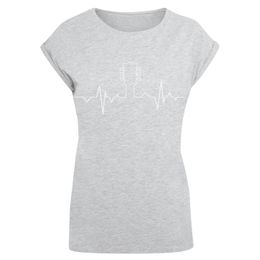 F4NT4STIC Damen T-Shirt "Gitarre Herzschlag design", grau, Gr. XS, Obermaterial: 100% Baumwolle, Shirts, Premium Qualit&auml;t