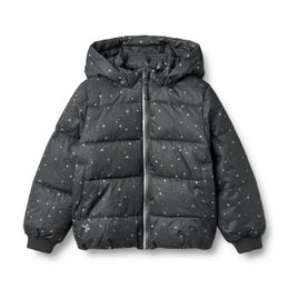 Wheat Jungen Steppjacke "Puffer Jacket Cammoe", schwarz, Gr. 98, bedruckt, Web, Obermaterial: 100% Polyester, Jacken, wasserdicht, atmungsaktiv