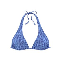 ELBSAND Damen Triangel-Bikini-Top "Letra", blau, Gr. 34, bedruckt, Recycling-Polyamid, Bikini-Oberteile, mit tollem Wording