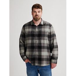 Herren Langarmhemd, schwarz, Gr. 5XL, PETROL INDUSTRIES, kariert, Web, Obermaterial: 100% Baumwolle, Hemden, mit Brust Taschen