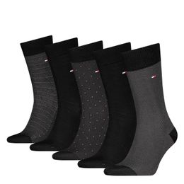 Tommy Hilfiger Damen Socken "TH MEN SOCK 5P GIFTBOX HERRINGBONE DOT", Gr. 39, schwarz, Obermaterial: 64% Baumwolle, 35% Polyamid, 1% Elasthan, Socken