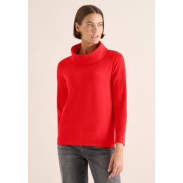 Langarmshirt Cecil, Damen, Gr. L (42), pumkin orange, Stoff, 63% Modal, 35% Baumwolle, 2% Elasthan, unifarben, comfort fit normal, hoch geschlossener Ausschnitt, abgesteppt, Shirts, aus softem Materialmix