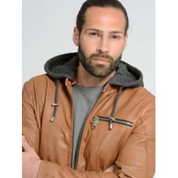 Maze Herren Lederjacke "42021311", braun, Gr. XL, Obermaterial: 100% Lammleder; Innenfutter: 100% Polyester; &Auml;rmelfutter: 100% Polyester; Kapuze: 52%