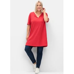 sheego Damen Longshirt "Longshirt", lila, Gr. 52, unifarben, 100% Baumwolle, Shirts