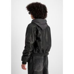 Damen Bomberjacke "MA-1 FL Vintage W", schwarz, Gr. L, Alpha Industries, Obermaterial: 100% Polyurethan, Futter: 100% Nylon, F&uuml;llung: 100% Polyester,