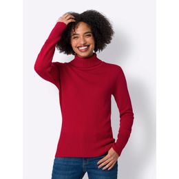 Heine Damen Rollkragenpullover "Rollkragen-Pullover", rot, Gr. 40, unifarben, 45% Viskose, 27% Baumwolle, 25% Polyamid, 3% Kaschmir, Pullover