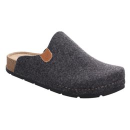 Rohde Herren Pantoffel, Gr. 46, grau, Filz, meliert, Schuhe, Hausschuh, Schlappen, Homeslipper mit innenliegender Plateausohle