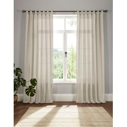 Vorhang Andas, B:142cm H:245cm, beige, Jacquard, Baumwolle, Polyester, Wohnzimmer, Gardinen, "Elby 1", transparent, basic, monochrom, bis 295 cm L&auml;nge