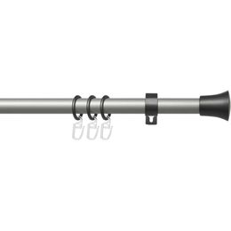 Gardinenstange Liedeco, L:120cm &Oslash;:20mm, grau, Metall, Gardinenstangen, "Lan Scan", 1-l&auml;ufig im Fixma&szlig; &Oslash; 20 mm