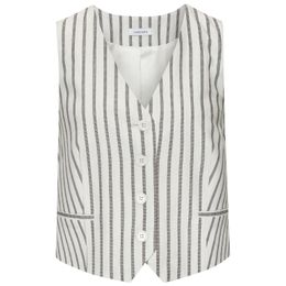 Lascana Damen Anzugweste, beige, Gr. 44, gestreift, Web, Obermaterial: 85% Viskose, 15% Leinen. Futter: 100% Polyester, Westen, figurbetonter Schnitt