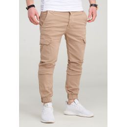 behype Damen Cargohose "BHMattheo2", beige, Gr. 29, unifarben, 98% Baumwolle, 2% Elasthan, Hosen, im Jogging-Design
