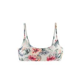 Lascana Damen Bustier-Bikini-Top "Salsa", beige, Gr. 36, gebl&uuml;mt, Recycling-Polyamid, Bikini-Oberteile, mit tollem Blumenprint