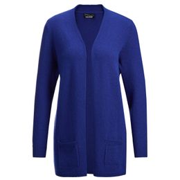 GOLDNER Damen Strickjacke "Kurzgr&ouml;&szlig;e Langarm Feinstrick-Cardigan", blau, Gr. 22, Obermaterial: 100% Kaschmir WS., Strickjacken