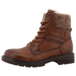 Mustang Shoes Damen Winterstiefelette "Bienke", Gr. 40, braun, Lederimitat, Textil, Schuhe, Winterboots mit TEX-Membrane