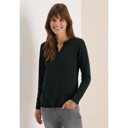 Cecil Damen Langarmshirt, gr&uuml;n, Gr. XS, unifarben, Web, 100% Baumwolle, Shirts, aus reiner Baumwolle