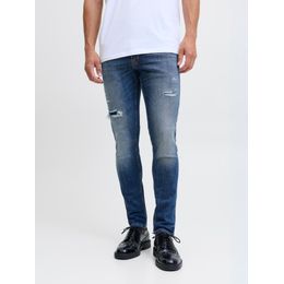 Jack & Jones JACK & JONES Herren Slim-fit-Jeans "JJIGLENN JJCOLE GE 972 SN", blau, Gr. 28, Abriebeffekte, Denim/Jeans, Obermaterial: 98% Baumwolle, 2% Elasthan,