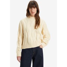Levi's LEVI'S Damen Strickpullover "ISABEL CABLE SWEATER", wei&szlig;, Gr. M, Zopfmuster, Strick, Obermaterial: 64% Polyacryl, 30% Polyamid, 6% Wolle, Pullover