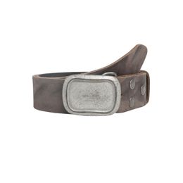 Damen Lederg&uuml;rtel, grau, Gr. 80, RETTUNGSRING G&Uuml;RTEL, unifarben, Rindsleder, G&uuml;rtel, Schlie&szlig;e in Used-Optik