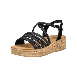 Gabor Damen Keilsandalette "Gabor Sandalen Lederimitat", Gr. 40,5, schwarz, Lederimitat, Schuhe