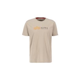 Herren T-Shirt "Alpha Label T-Shirt", beige, Gr. S, Alpha Industries, Obermaterial: 100% Baumwolle, Shirts