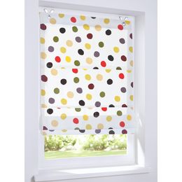 Raffrollo Kutti, B:80cm H:120cm, bunt, Obermaterial: 100% Baumwolle, K&uuml;che, Raffrollos, "Dots", Baumwolle Kinderrollo bunte Punkte