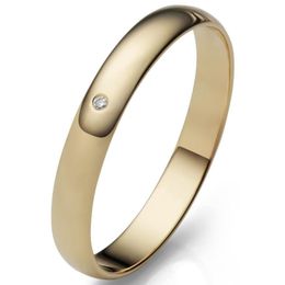 Firetti Damen Trauring "Schmuck Geschenk Gold 375 Hochzeit Ehering "LIEBE"", 58, 0,01 SI = kleine Einschl&uuml;sse mit Brillant, Gelbgold 375, 3mm, gold,
