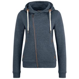 oxmo Damen Kapuzensweatjacke "Kapuzensweatjacke OXVicky", blau, Gr. XS, Obermaterial: 80% Polyester PES. 20% Baumwolle CO., Sweatjacken