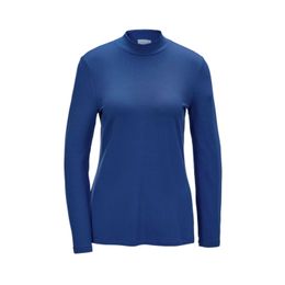 GOLDNER Damen Longpullover "Kurzgr&ouml;&szlig;e Stehkragenshirt mit Langarm", blau, Gr. 22, Obermaterial: 95% Modal CMD. 5% Elasthan EL., Pullover