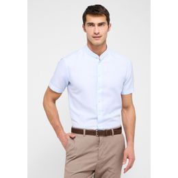 Eterna Herren Kurzarmhemd "SLIM FIT", blau, Gr. 44, Twill, 59% cotton, 41% Leinen, Hemden, EASY IRON (bügelleicht)