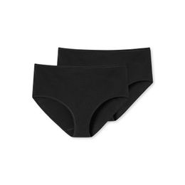 Schiesser Damen Slip "Slip 2er Pack", Gr. L, schwarz, Obermaterial: 95% Baumwolle CO. 5% Elasthan EL., Unterhosen
