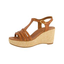 Paul Green Damen Keilsandalette "Paul Green Sandalen Glattleder", Gr. 40,5, braun, Glattleder, Schuhe