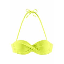 s.Oliver Damen Bandeau-Bikini-Top "Spain", gr&uuml;n, Gr. 34, unifarben, Microfaser, Microfaser, Bikini-Oberteile, in unifarben mit Wickeloptik