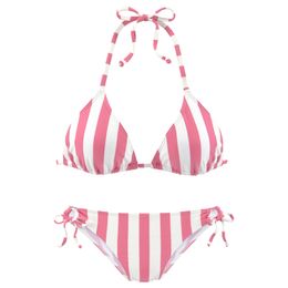 Venice Beach Damen Triangel-Bikini, rosa, Gr. 34, gestreift, Recycling-Polyester, Bikini-Sets, mit gewebten Streifen