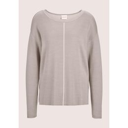 Madeleine Mode MADELEINE Damen Longpullover "Pullover Rundhals-Pullover mit Kontrast-Details", weiß, Gr. 44, Obermaterial: 50% Baumwolle CO. 50% Viskose CV.,