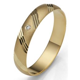 Firetti Damen Trauring "Schmuck Geschenk Gold 375 Hochzeit Ehering "LIEBE"", 64, 0,02 SI = kleine Einschl&uuml;sse mit Brillant, Gelbgold 585, 4mm, gold,
