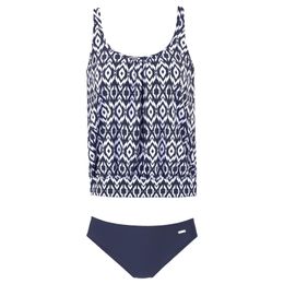 Lascana Damen Oversize-Tankini, blau, Gr. 52, Ethnomuster, bedruckt, Polyamid, Bikini-Sets, im trendigen Ethno-Design