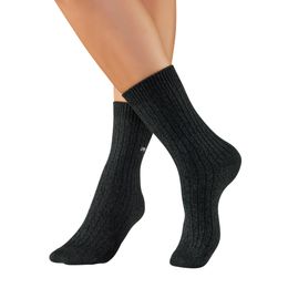 Damen Basicsocken, Copenhagen Studios, Gr. 431x dunkelgr&uuml;n meliert, Baumwollmischung, melange, Socken, gerippt mit Logo Stickerei