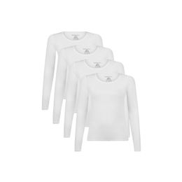 Bamboo basics Damen Unterhemd "Longsleeve LARA 4er Pack", Gr. S, weiß, Obermaterial: 68% Viskose CV. 28% Baumwolle CO. 4% Elasthan EL., Unterhemden